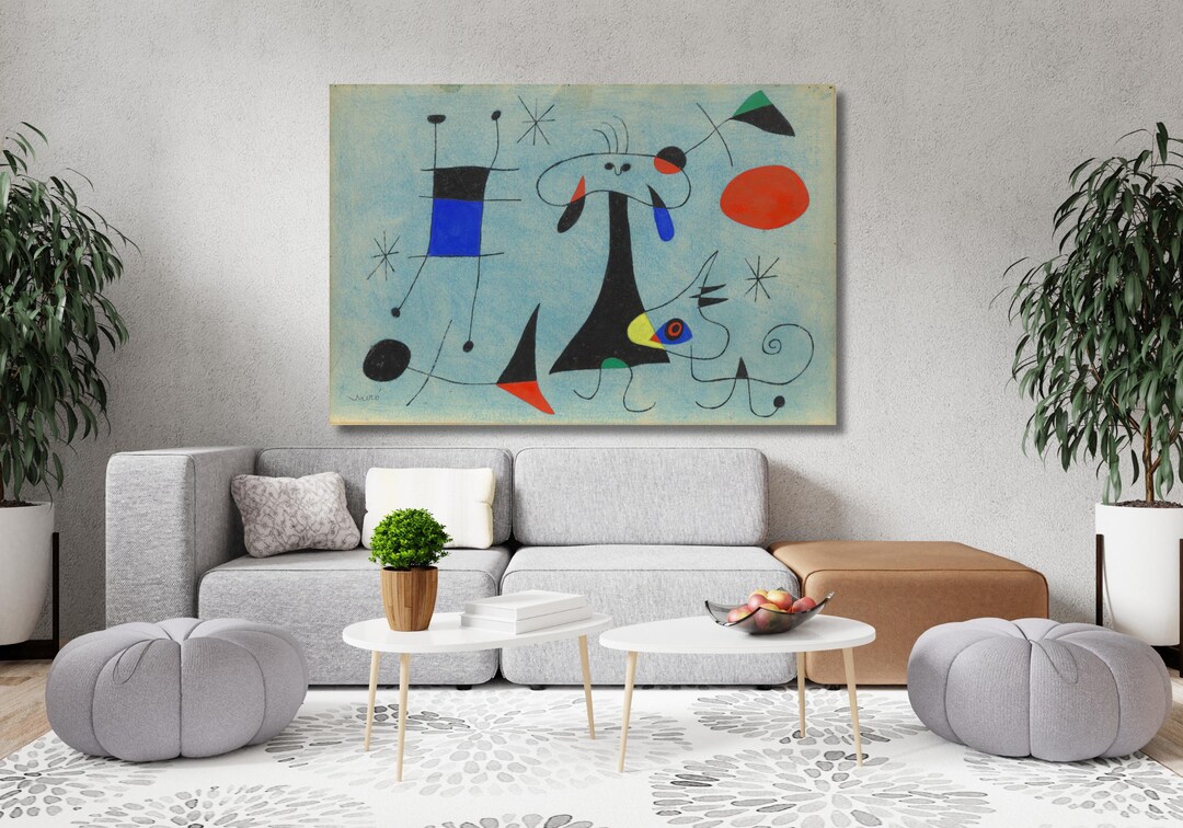 Joan Miro Dogs and Birds Oil Painting Print Art, Joan Miro Artwork ...