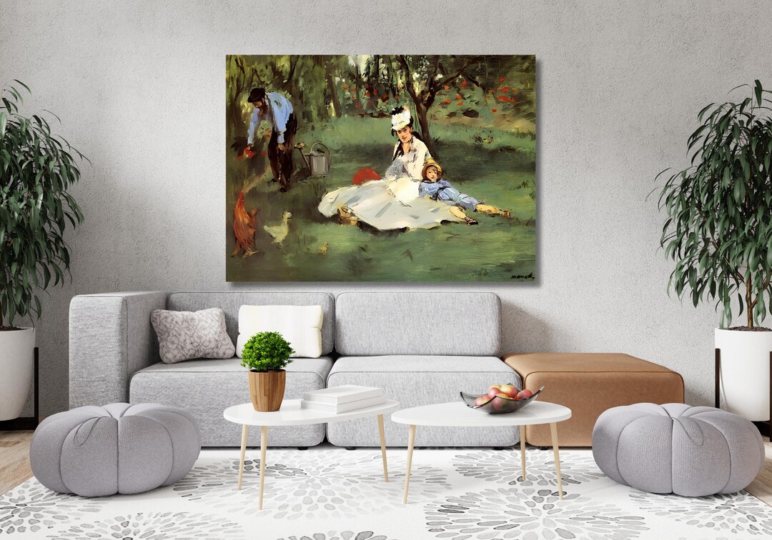 Claude Monet Edouard Manet in the Family Garden Oil Painting, Claude ...