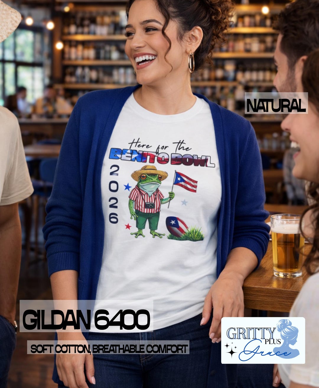 Here for the Benito Bowl 2026 Frog Graphic Tee | Puerto Rico Flag ...