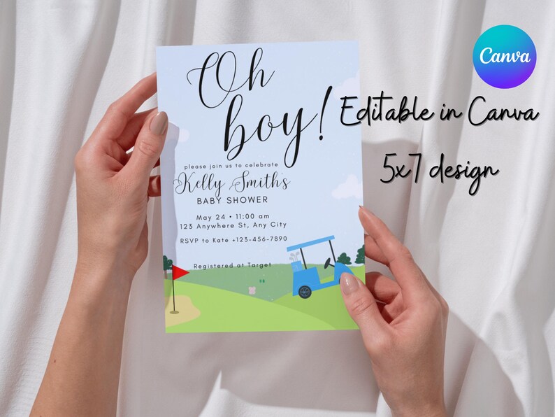 Golf Theme Baby Shower Digital Editable Invitation, Baby Boy Golf Baby ...