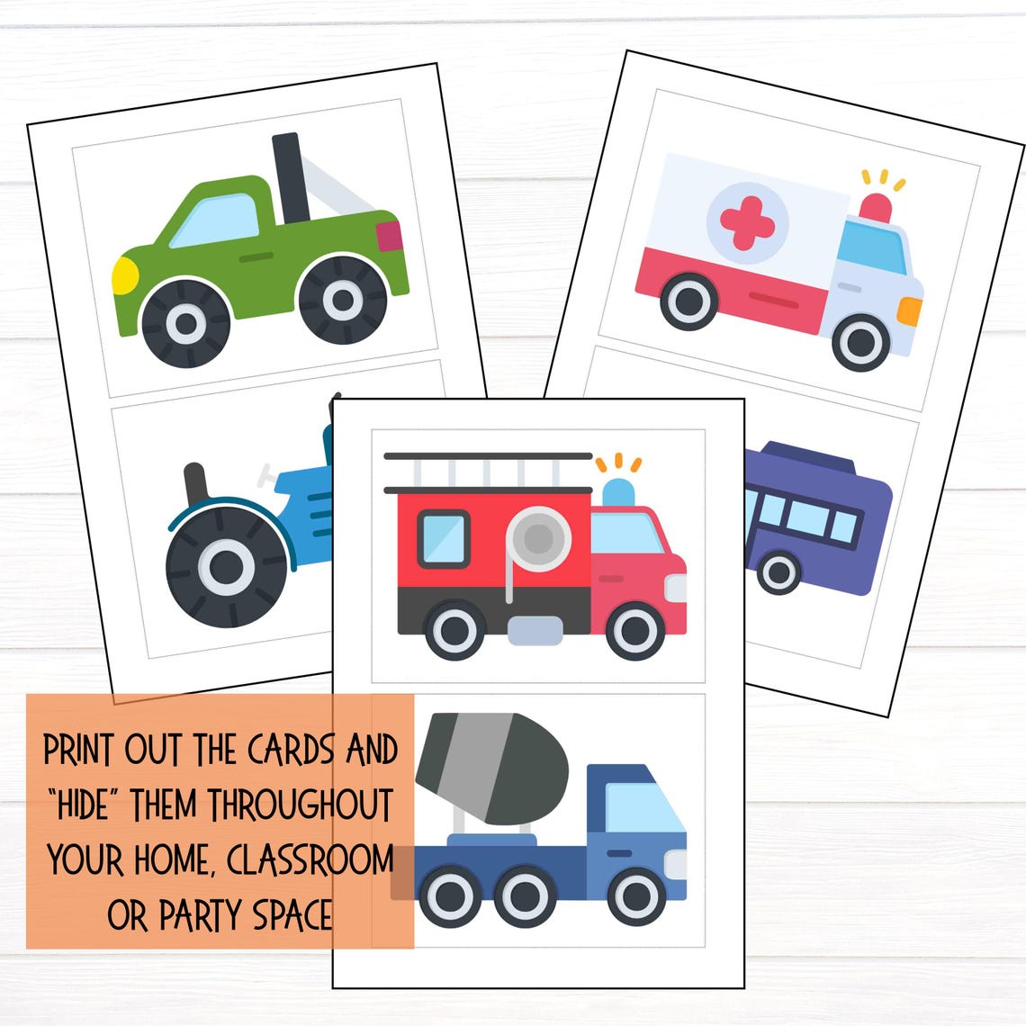 Vehicle Truck Scavenger Hunt Printable for Kids, Indoor Scavenger Hunt ...