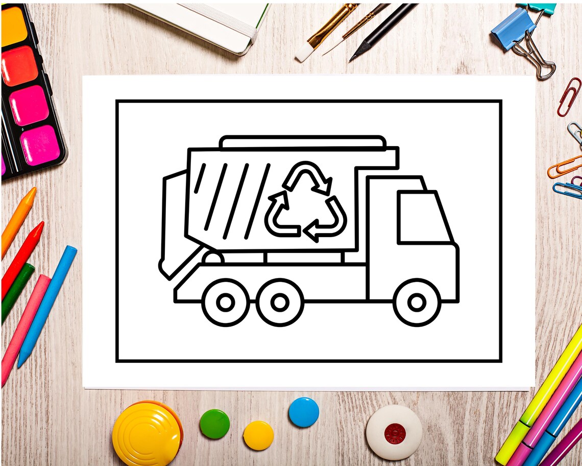 Garbage Truck Toddler Coloring Pages, Toddler Coloring Page, Toddler ...