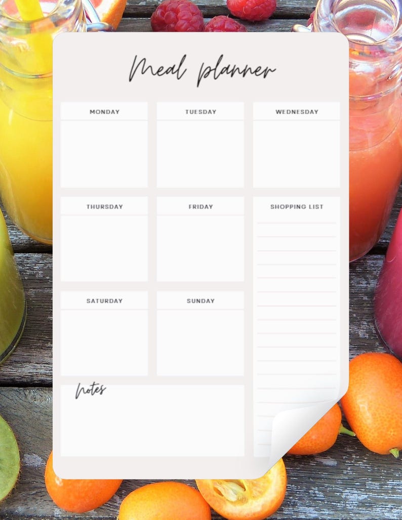 Simple Printable Weekly Meal Planner, Weekly Meal Plan, Meal Plan and ...