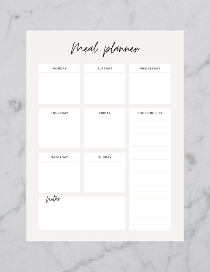Simple Printable Weekly Meal Planner, Weekly Meal Plan, Meal Plan and ...