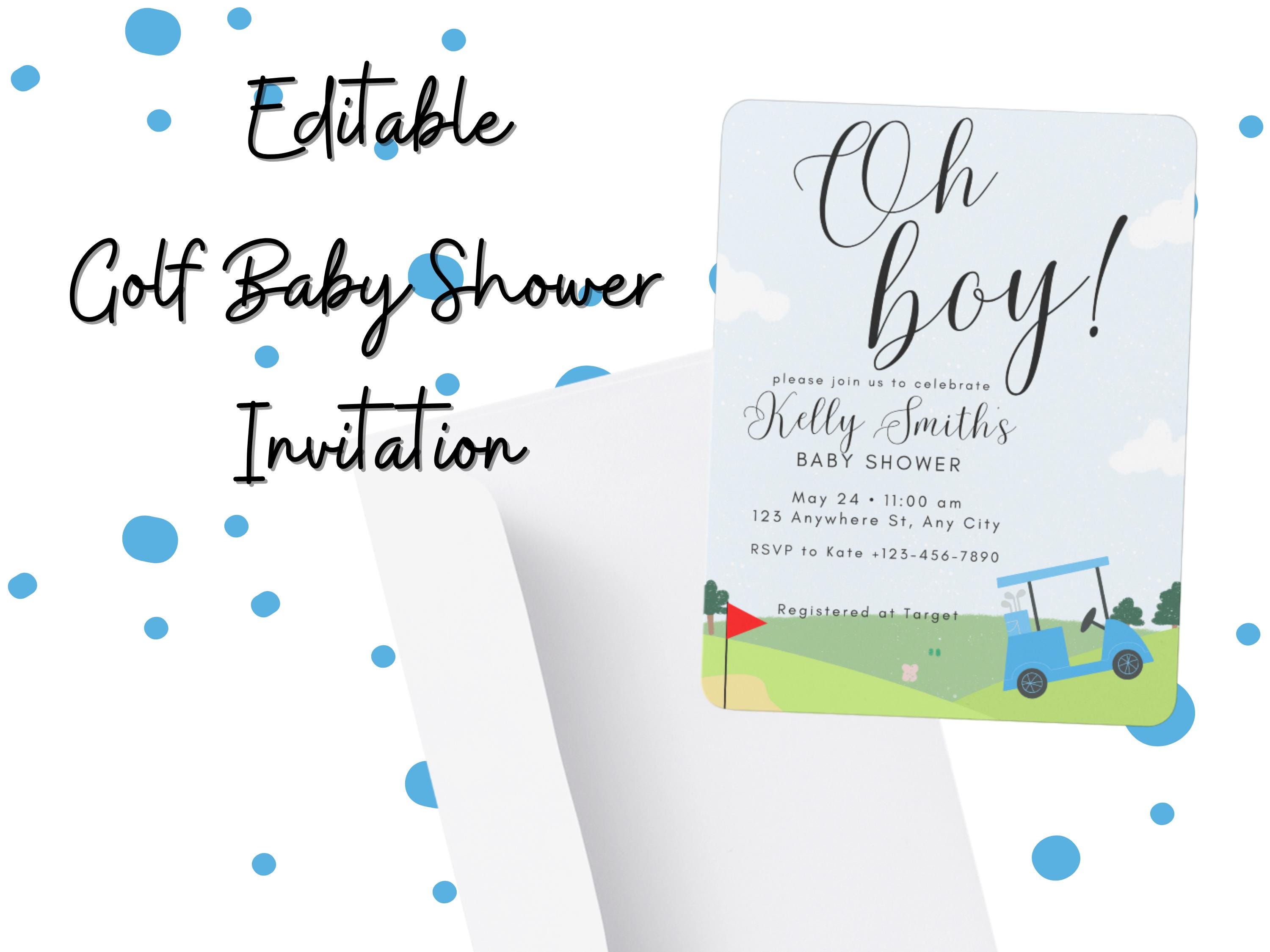 Golf Theme Baby Shower Digital Editable Invitation, Baby Boy Golf Baby ...