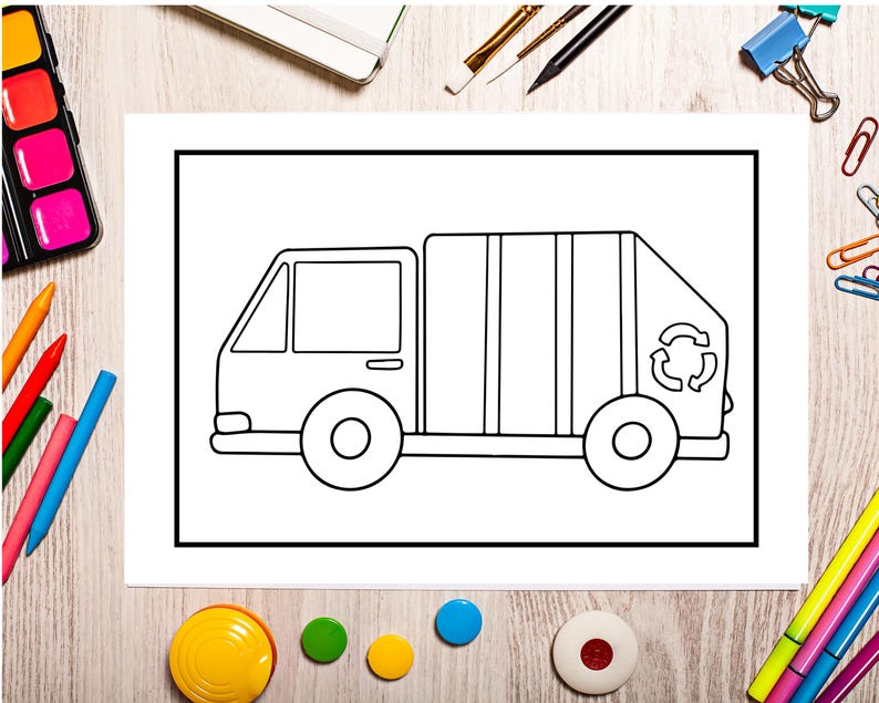 Garbage Truck Coloring Pages: 17 Toddler Activity Sheets (digital ...