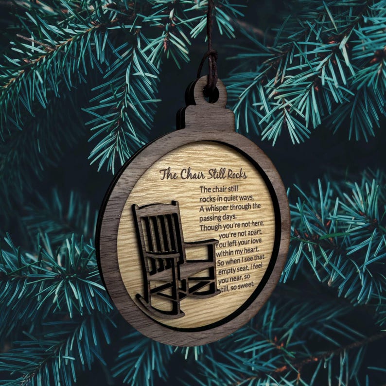 Two Tone Wooden Memorial Ornament – the Chair Still Rocks Poem ...