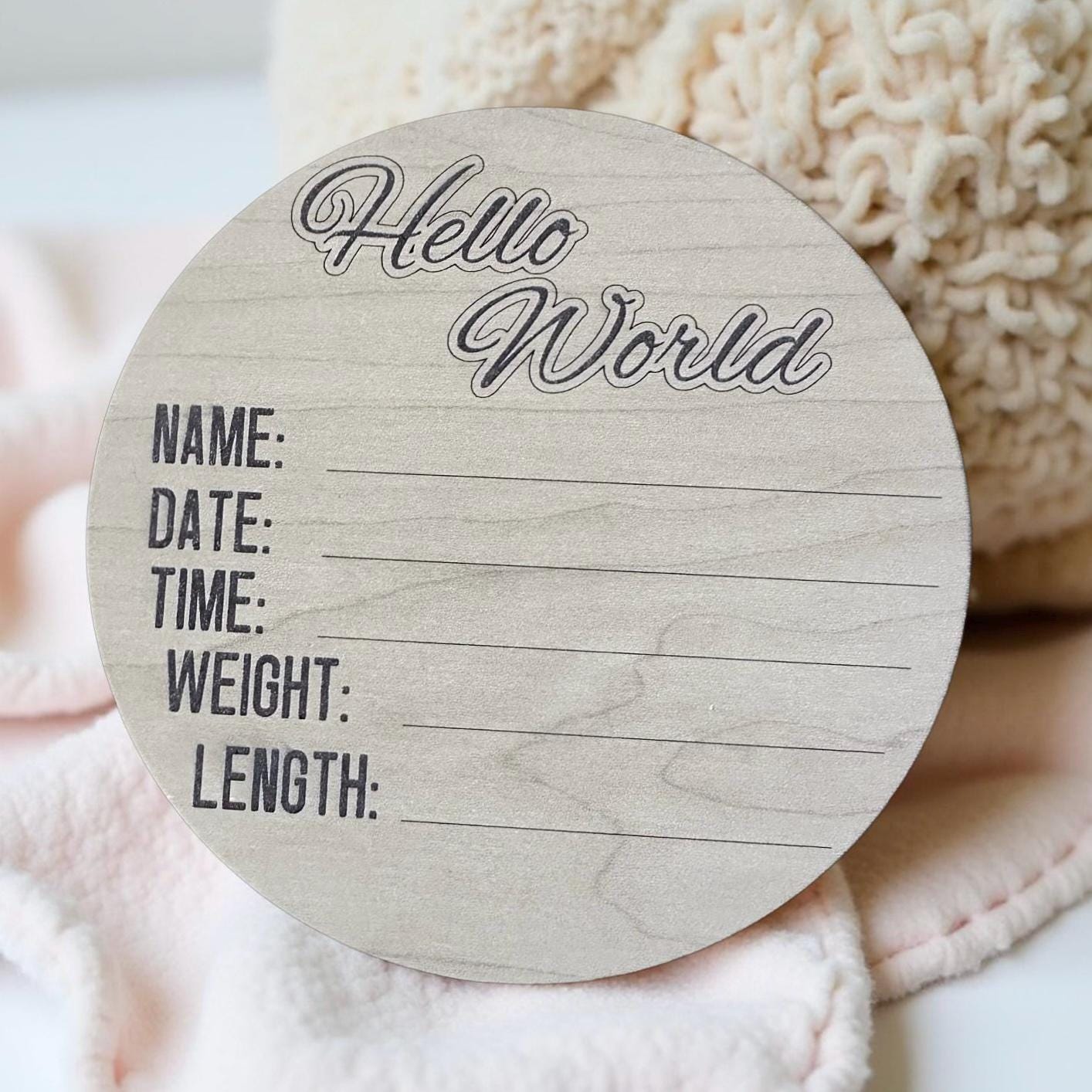 Hello World Baby Annoucement Sign, Newborn Baby Birth Stats Photo Prop ...