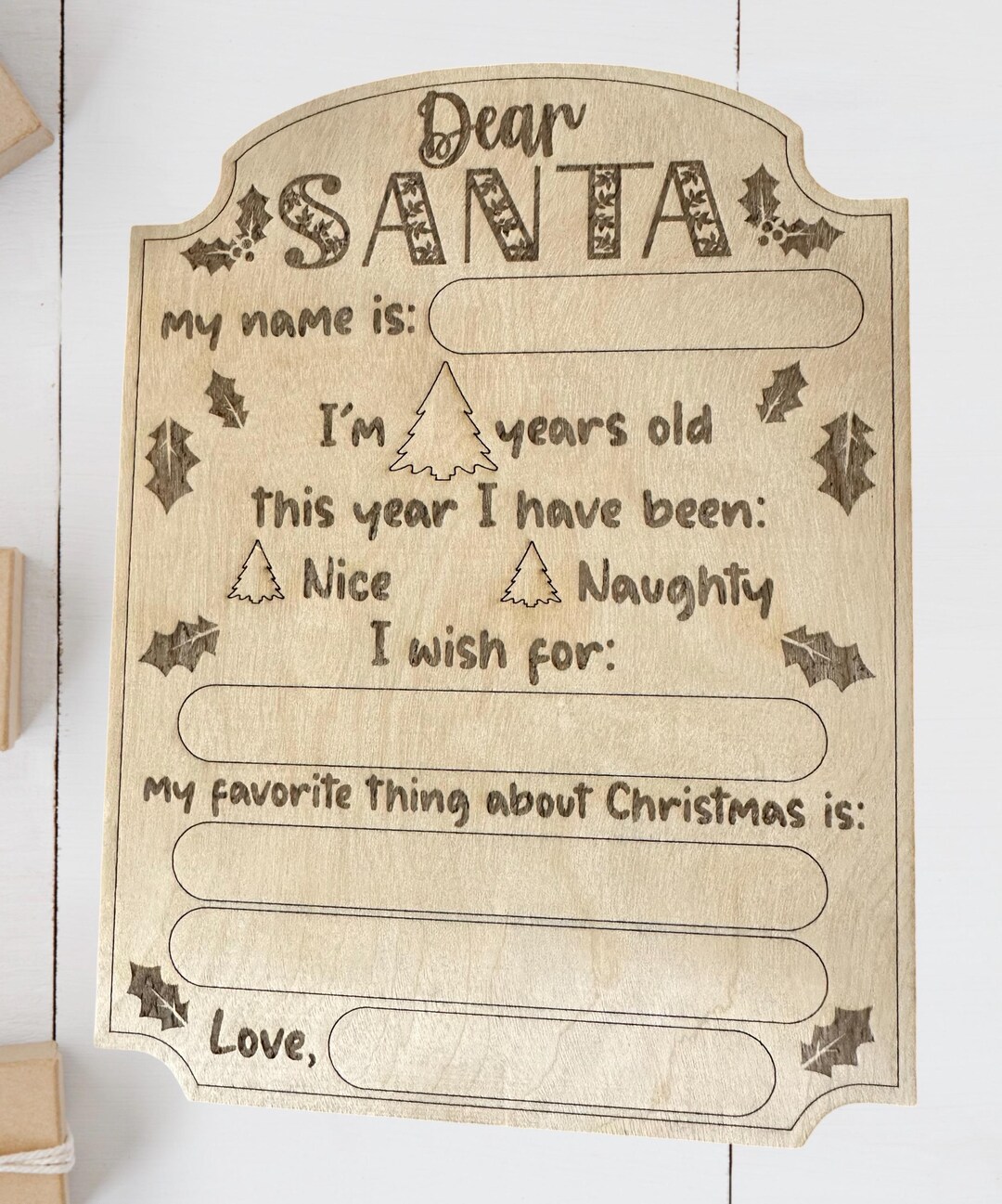 Dear Santa Wooden Letter, Letter to Santa, Christmas Wish, Keepsake ...