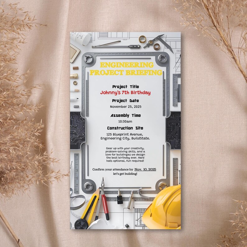 Engineer Birthday Invitation, Engineer Birthday Evite, Online Invite ...