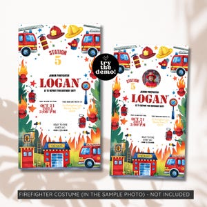 Editable Firefighter Birthday Invitation, Firefighter Party Digital ...
