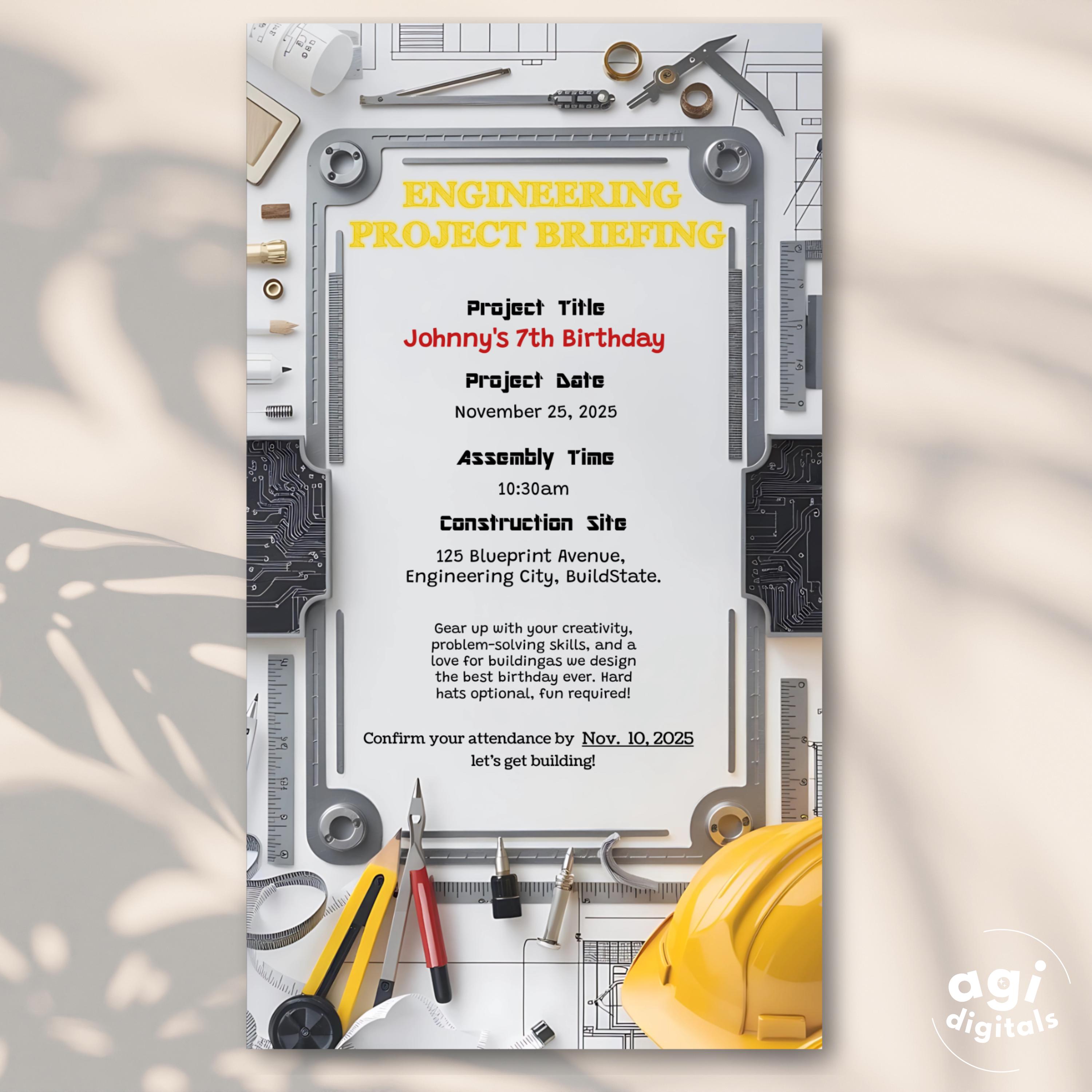 Engineer Birthday Invitation, Engineer Birthday Evite, Online Invite ...