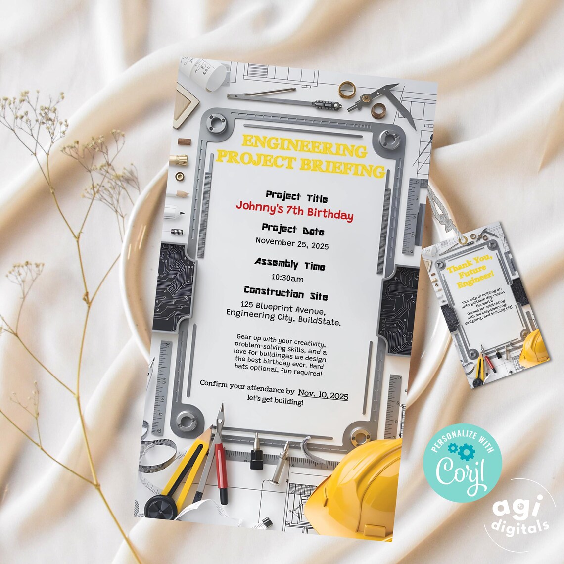 Engineer Birthday Invitation, Engineer Birthday Evite, Online Invite ...