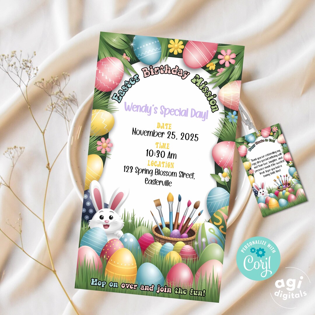 Easter Birthday Invitation, Easter Birthday Evite, Online Invite, Kids ...