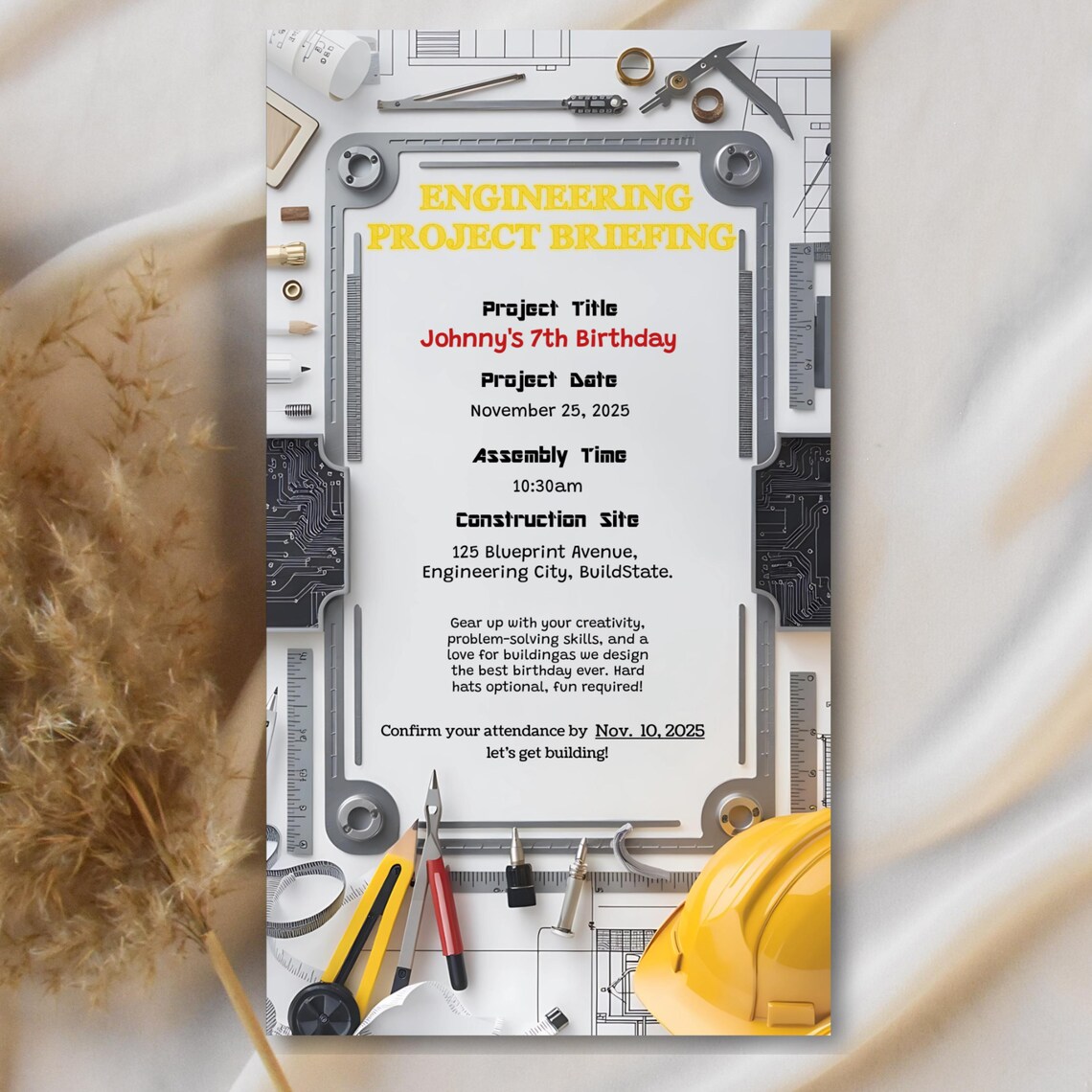 Engineer Birthday Invitation, Engineer Birthday Evite, Online Invite ...