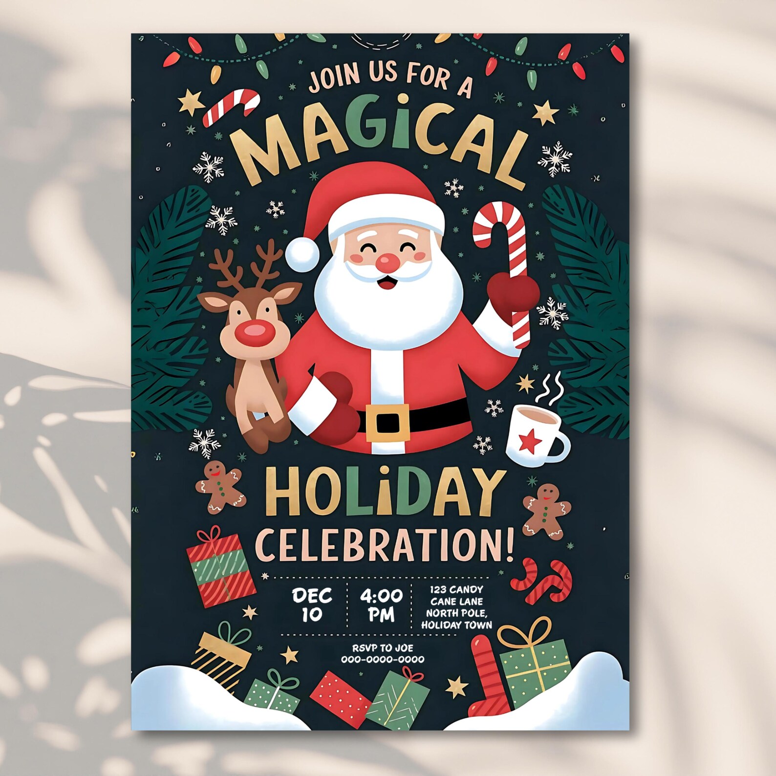 Editable Christmas Party Invitation, Christmas Dinner Party Invite ...