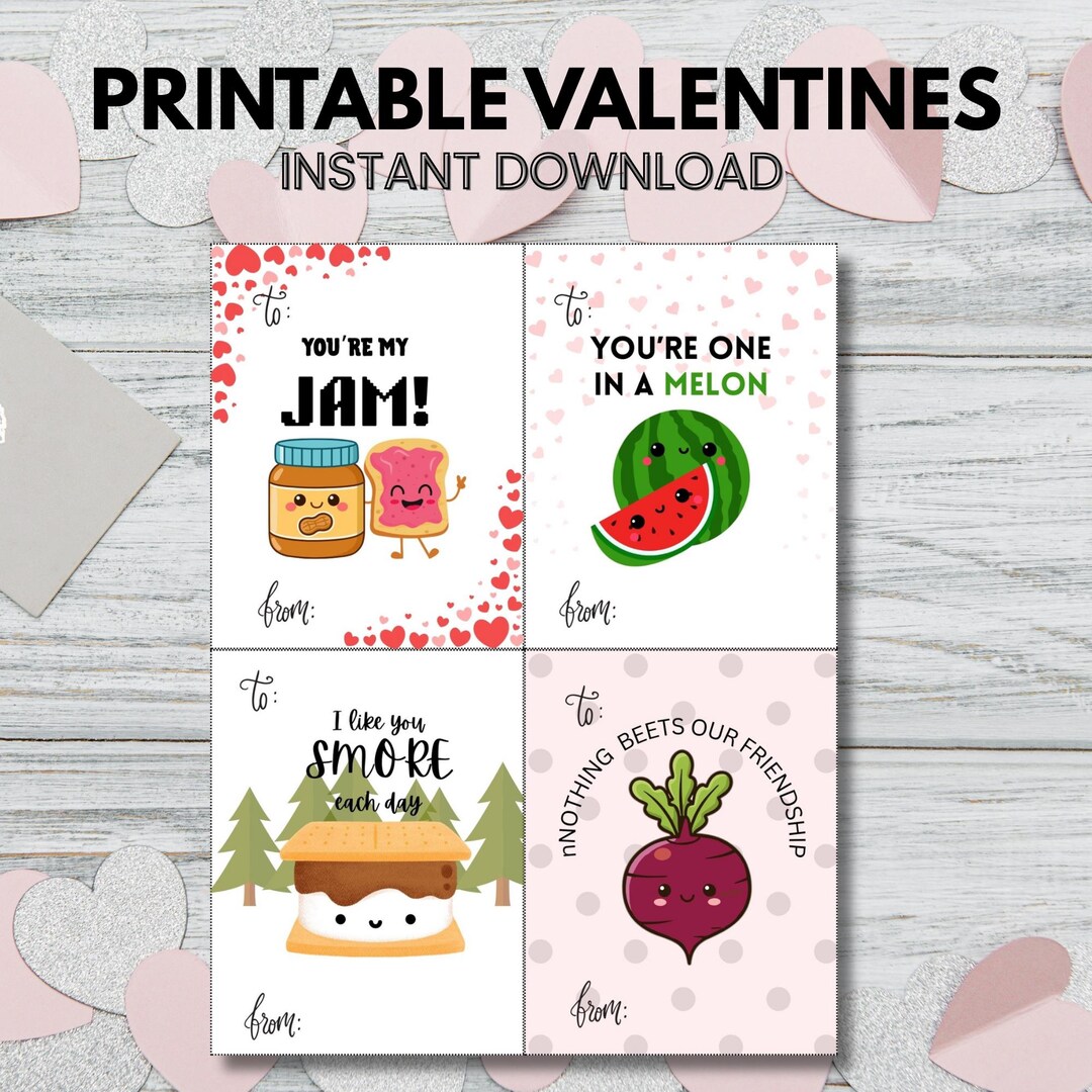 Printable Food Pun Valentines, Classroom Valentines, (instant Download ...