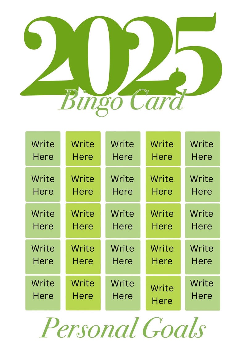 2025 Bingo Cards / Personal Goals / Digital Download - Etsy