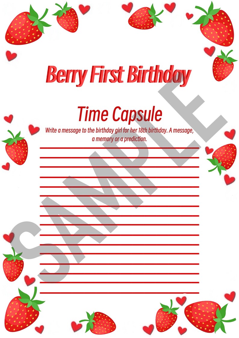 Berry First Birthday - Printable Party Games. Personalisation Available ...