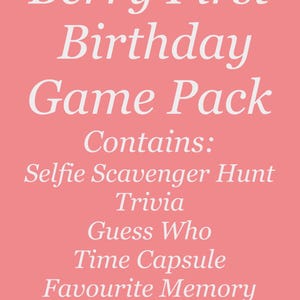 Berry First Birthday - Printable Party Games. Personalisation Available ...