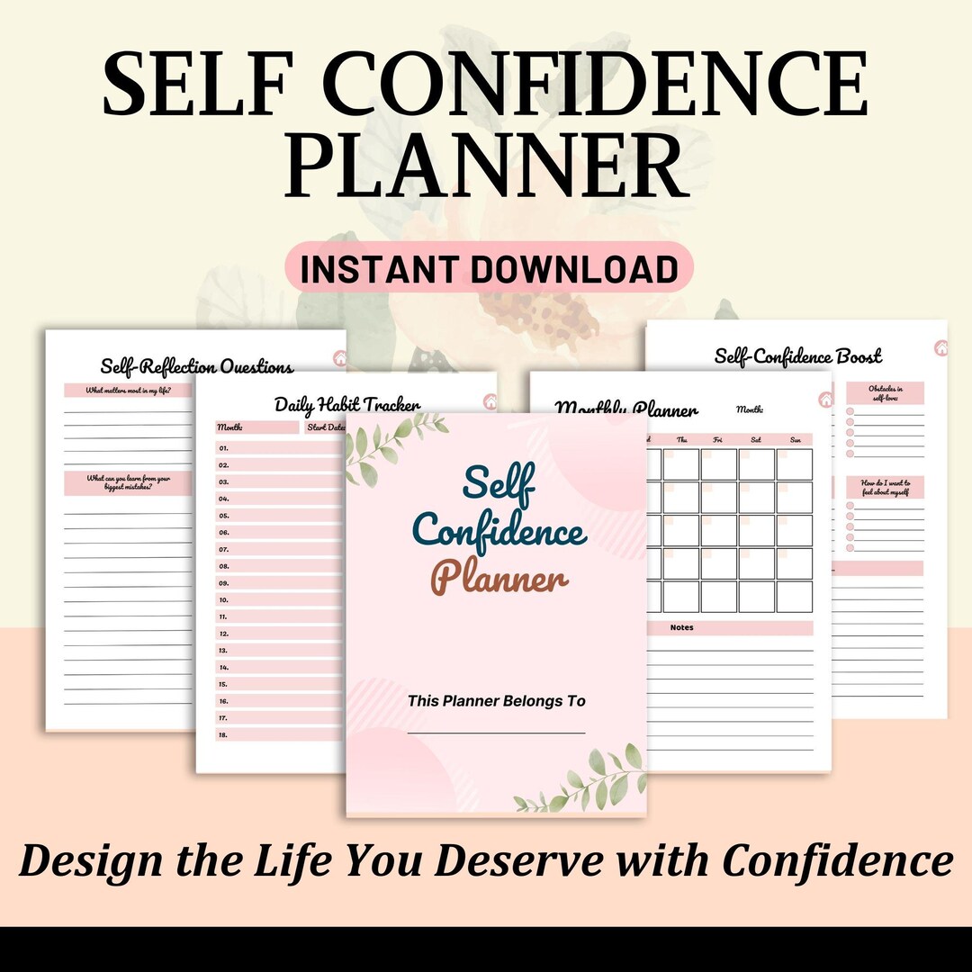 Printable Self Confidence Planner, Digital Self Esteem Journal, Self ...