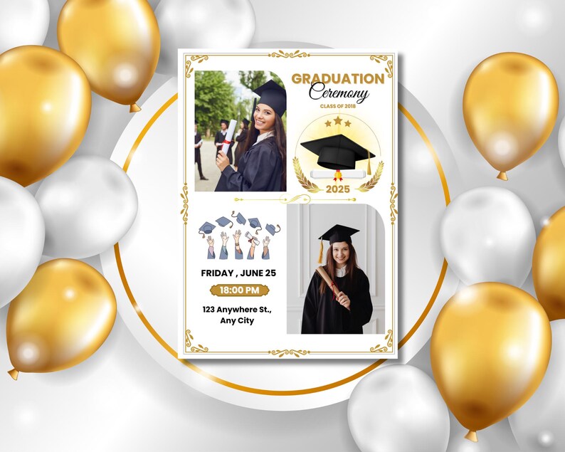 Graduation Invitation Template Printable Editable Electronic Graduation ...