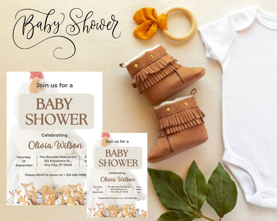 Brown Baby Shower Invitation, Baby Shower Invites, Summer Floral Baby ...