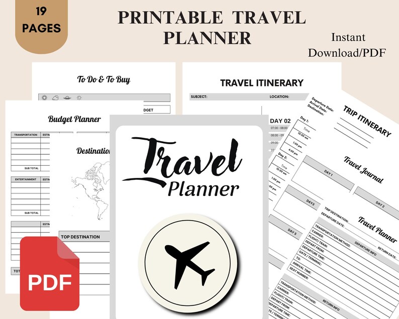 Printable Travel Planner Template, Vacation Itinerary, Journal (PDF) - Etsy