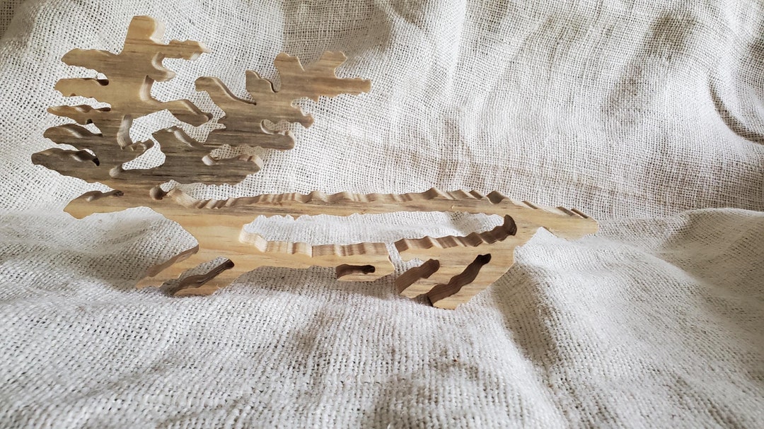 Reindeer Wood Scroll Saw Art Stand Alone - Etsy