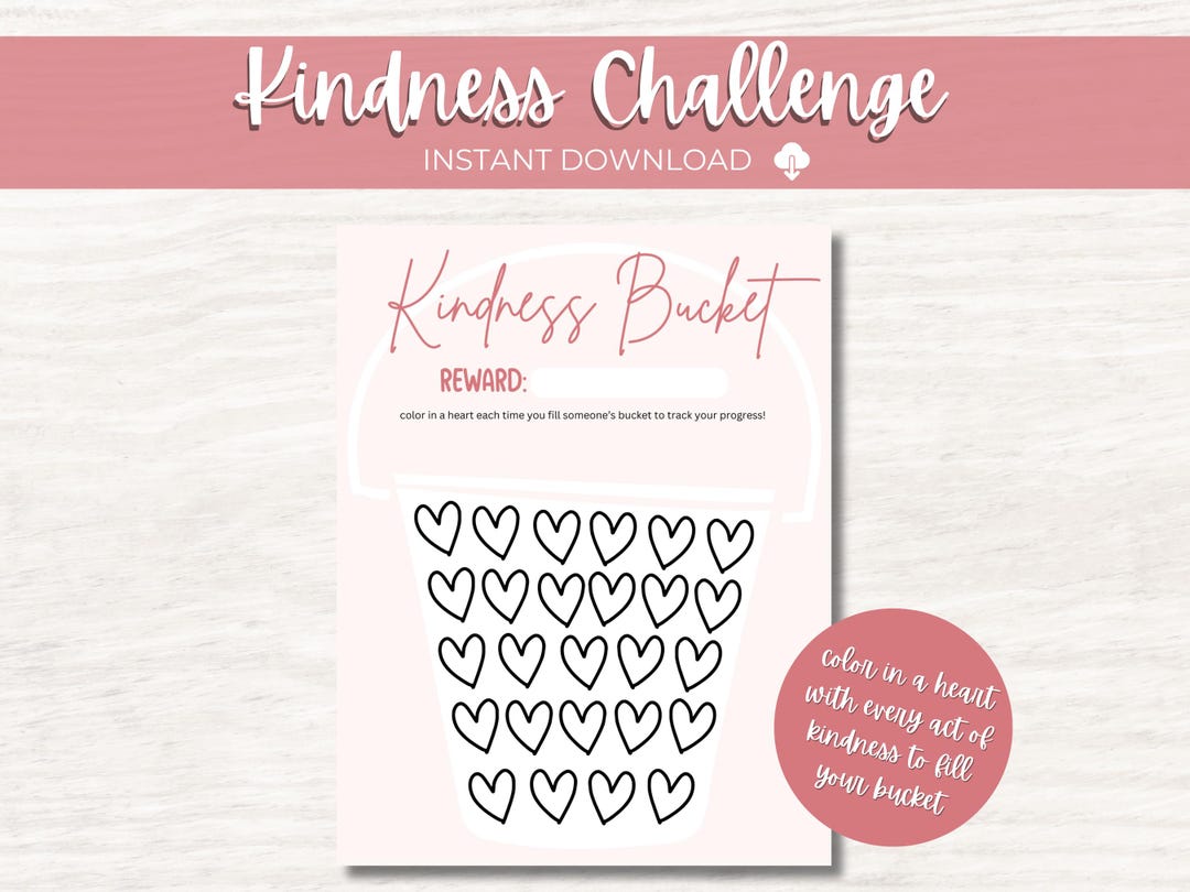 Kindness Challenge for Girls,family Kindness Chart, Educational ...