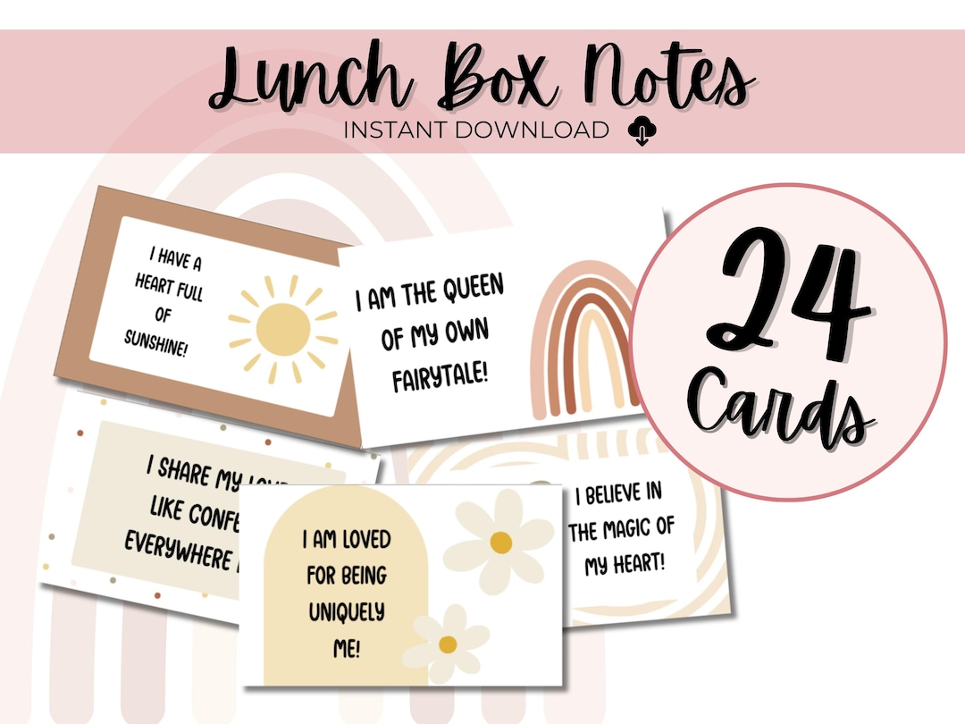 Printable Lunch Box Cards for Kids | Lunch Box Notes for Girls | Kids ...