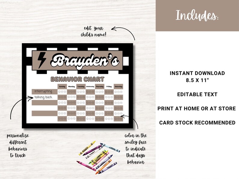 Kids Behavior Chart | Kids Reward Chart | Digital Behavior Plan ...