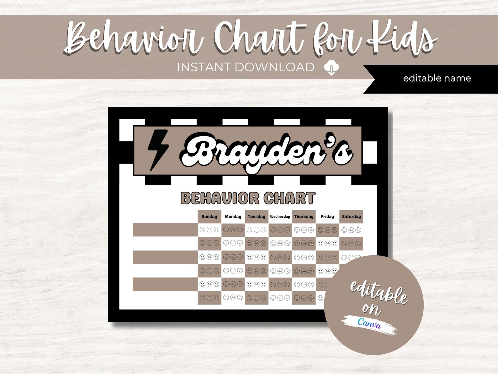 Kids Behavior Chart | Kids Reward Chart | Digital Behavior Plan ...