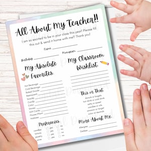 All About My Teacher Printable, Teacher Christmas Gifts, Christmas ...