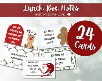 Christmas Lunch Notes, Lunch Box Cards, Holiday Lunch Notes, Holiday ...