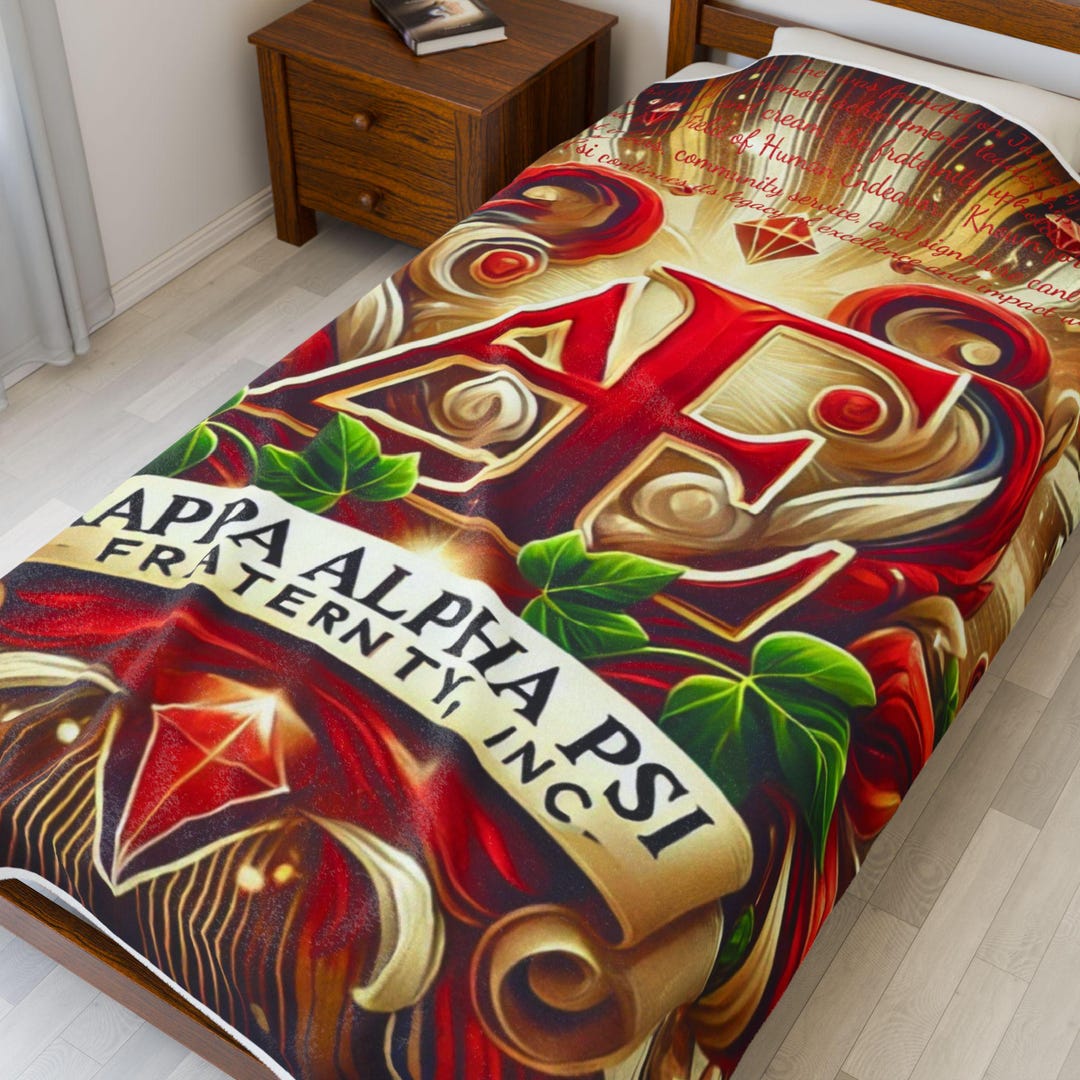 Kappa Alpha Psi Velveteen Plush Blanket Crimson & Cream Legacy Throw ...