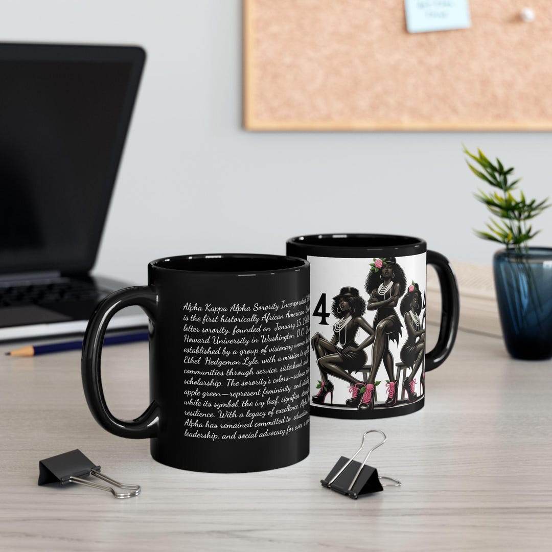 Sorority Mug, Alpha Kappa Alpha, Black Coffee Cup, AKA Sisters, Pink ...