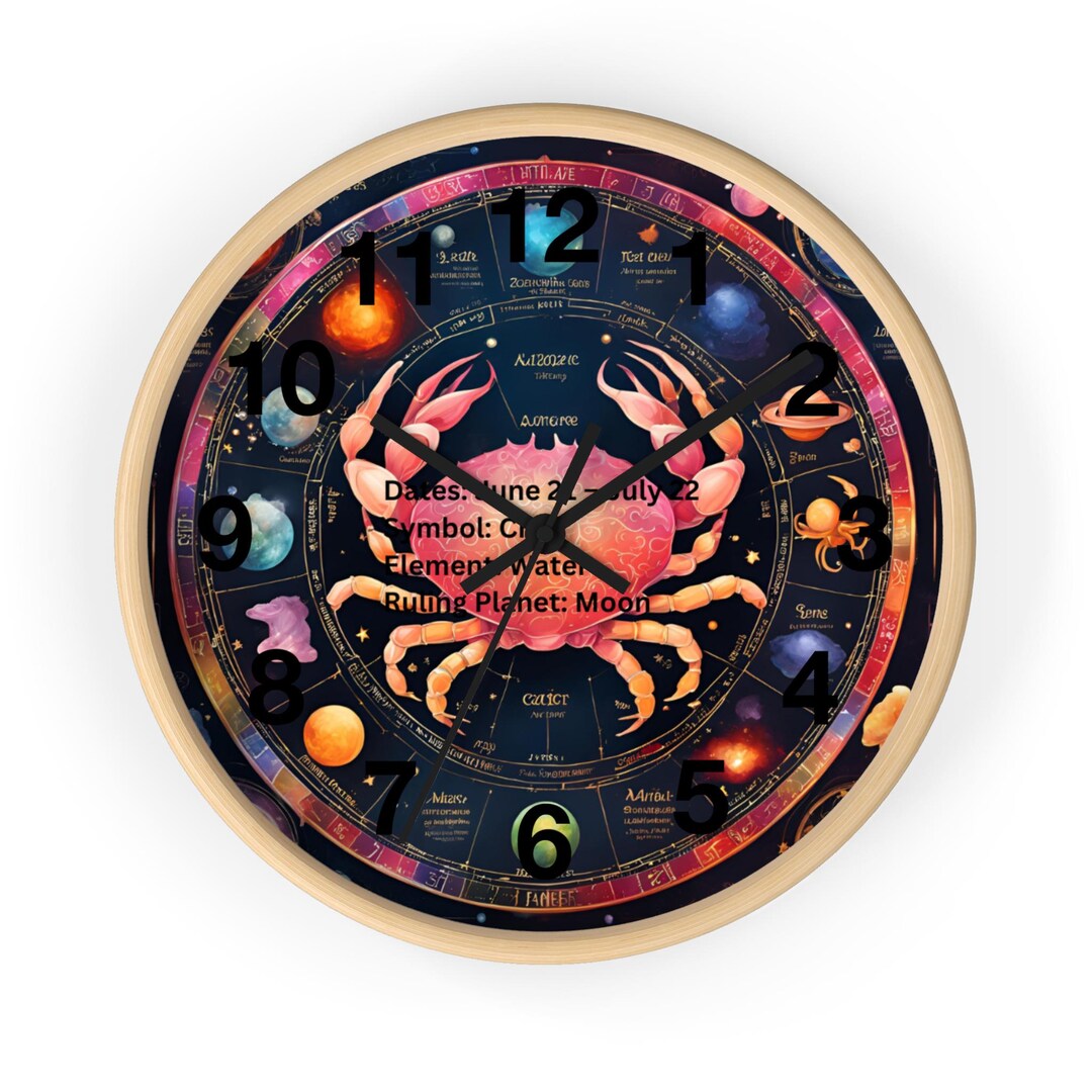 Cancer Zodiac Wall Clock, Cancer Horoscope Home Decor, Astrology Gift ...