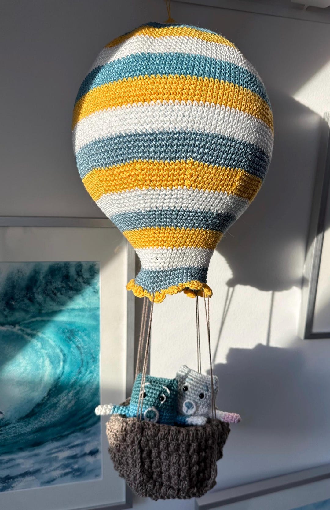 Hot Air Balloon With Mini Teddy Albert, Crocheted Animal, Crocheted ...