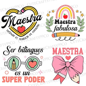 Bundle Spanish Teacher Svg Png, Maestra Svg, Profesora Svg, Spanish Svg ...