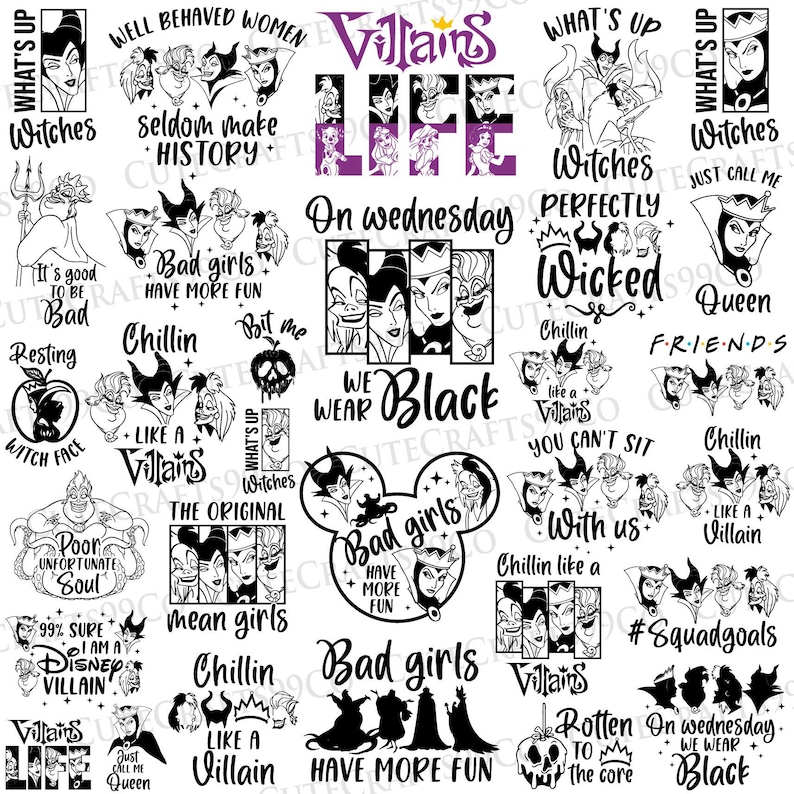 Bundle Outline Villains Svg Png, Bad Girls Friends Svg, Chillin' Like A ...