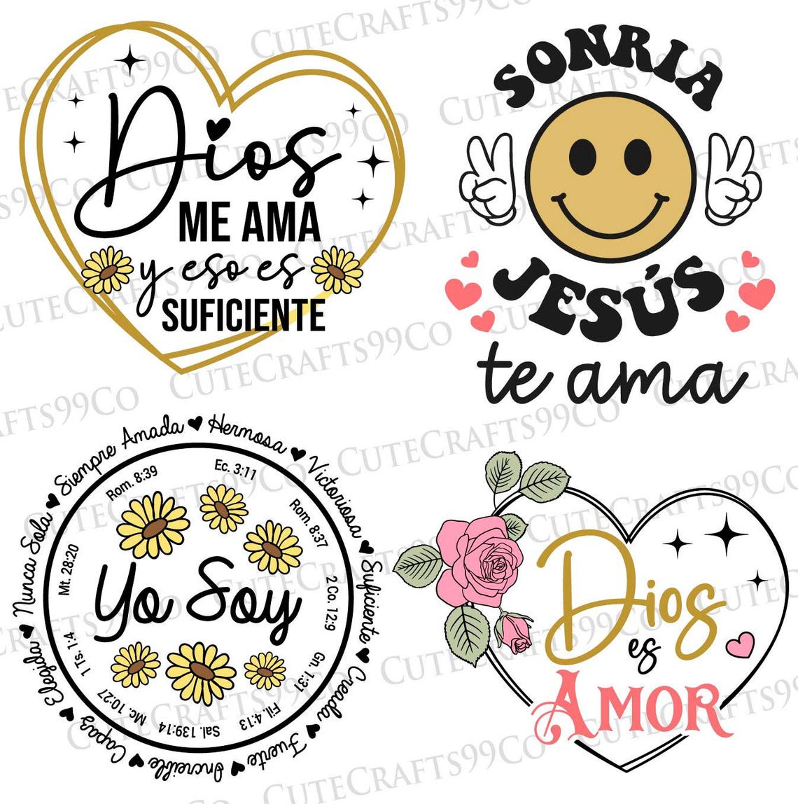 Frases Religiosas Svg Png Bundle, Frases biblicas Svg, Fe Mueve ...