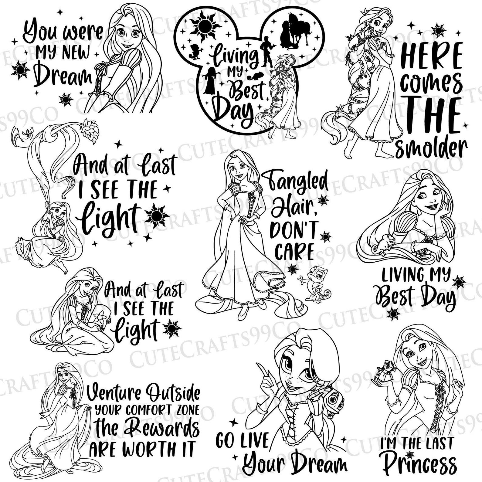 Princess Quotes Svg Png Dxf, Rapunzel Princess Shirt Design, Vintage ...