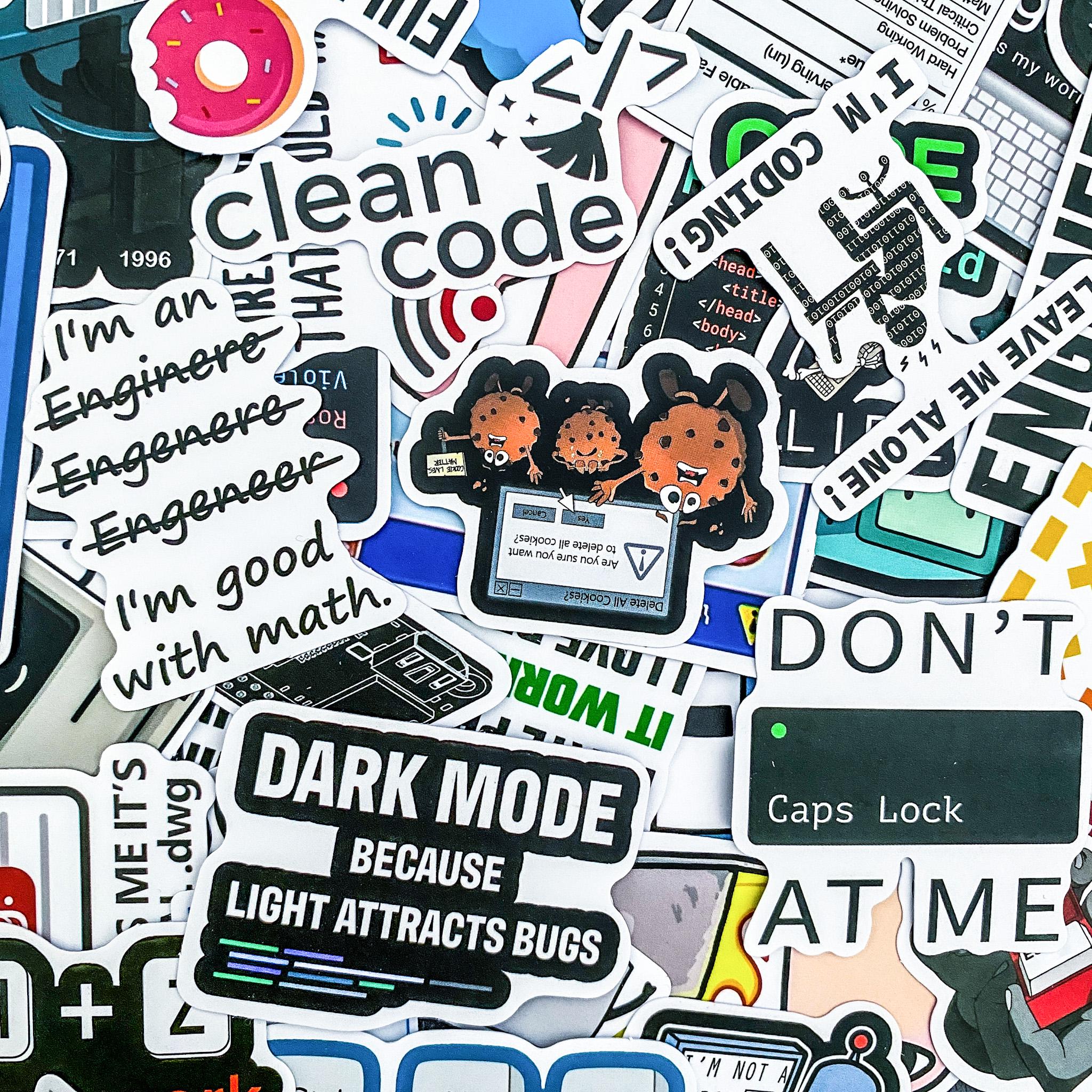 50 Random Tech Stickers for Programmers, Funny Vinyl Coding Stickers ...