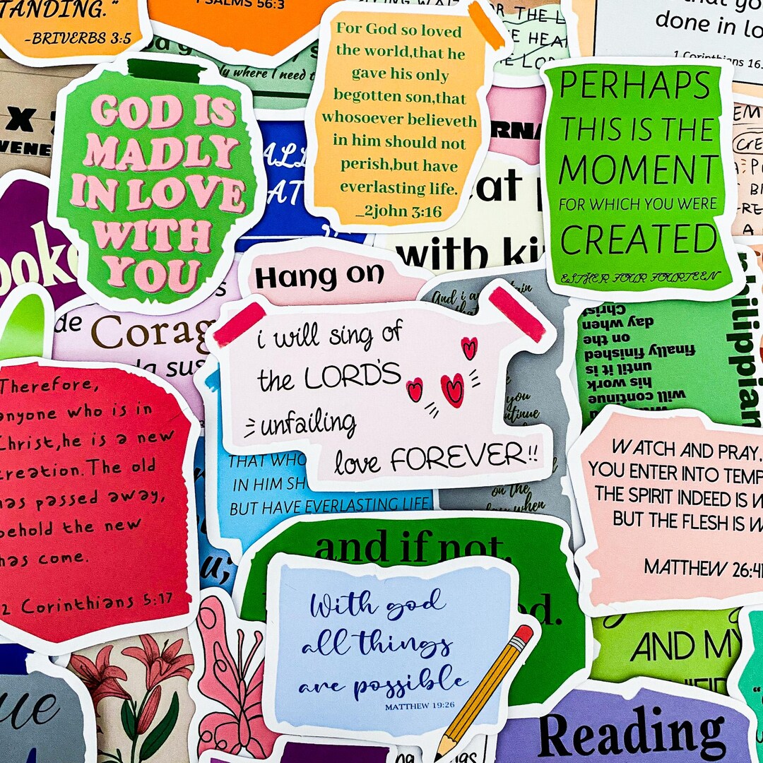 50 Random Inspirational Bible Stickers, Faith-based Stickers, Christian ...