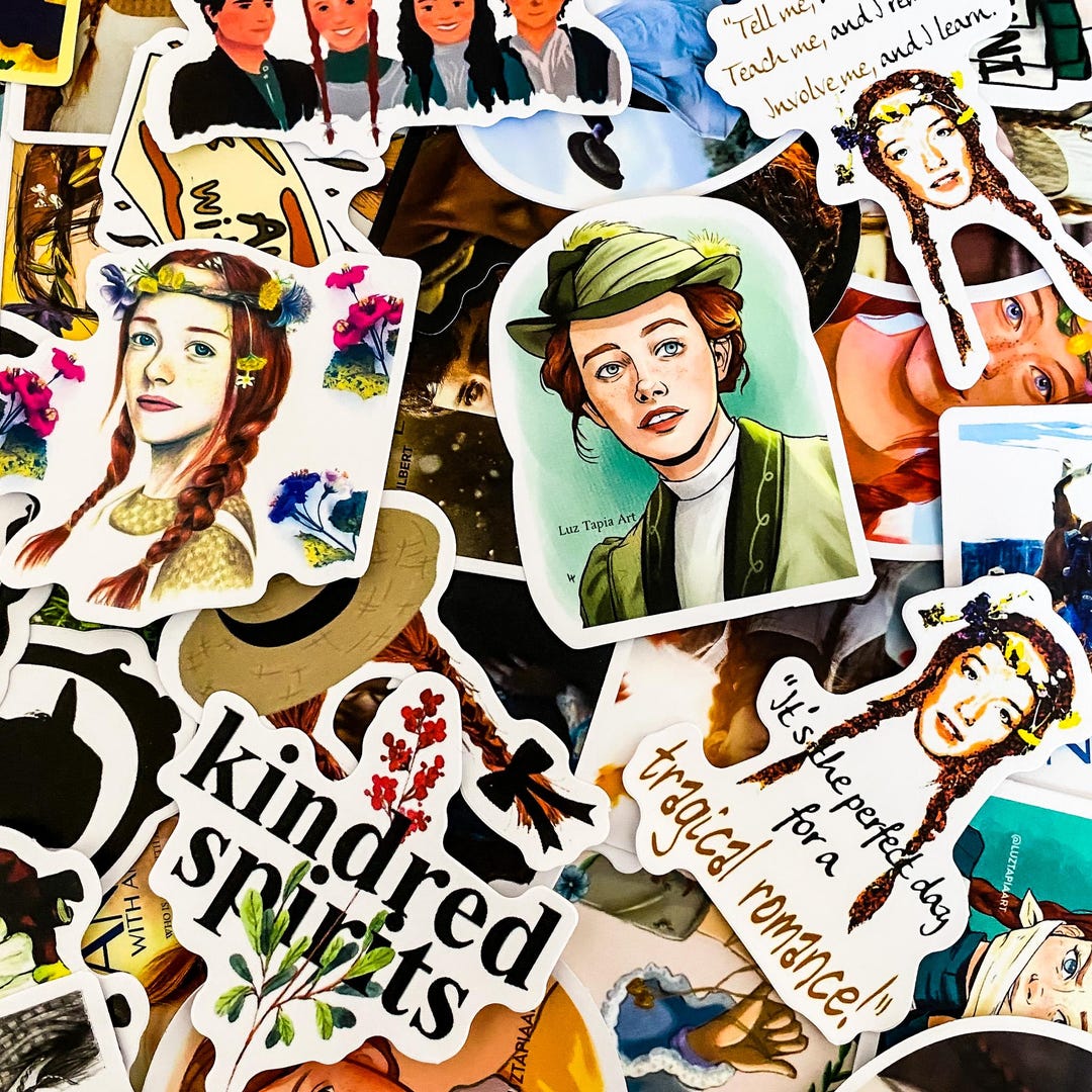 50 Random Literary Stickers, Anne Shirley-themed Stickers, Waterproof ...