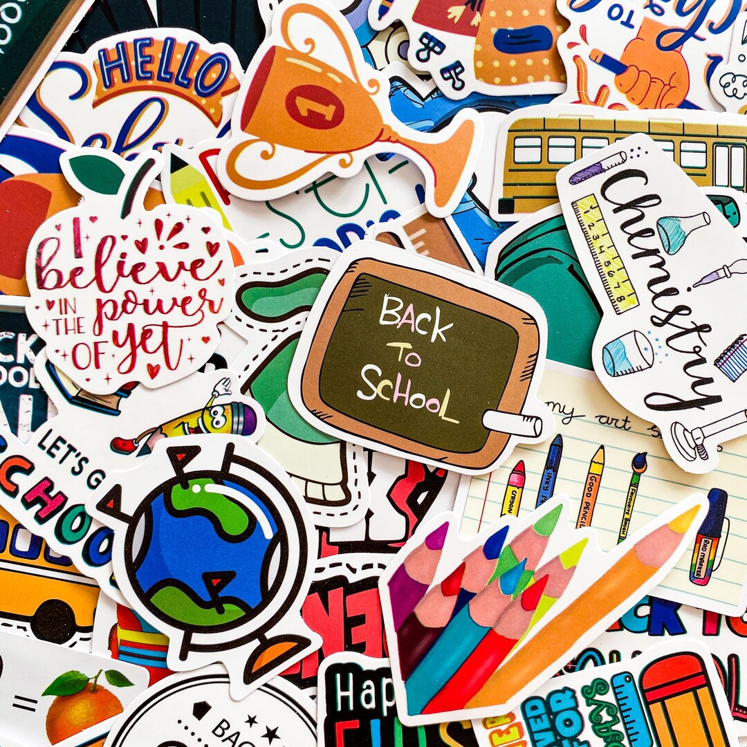 50pcs Back-to-school Stickers Pack, Educational Stickers, Fun School ...