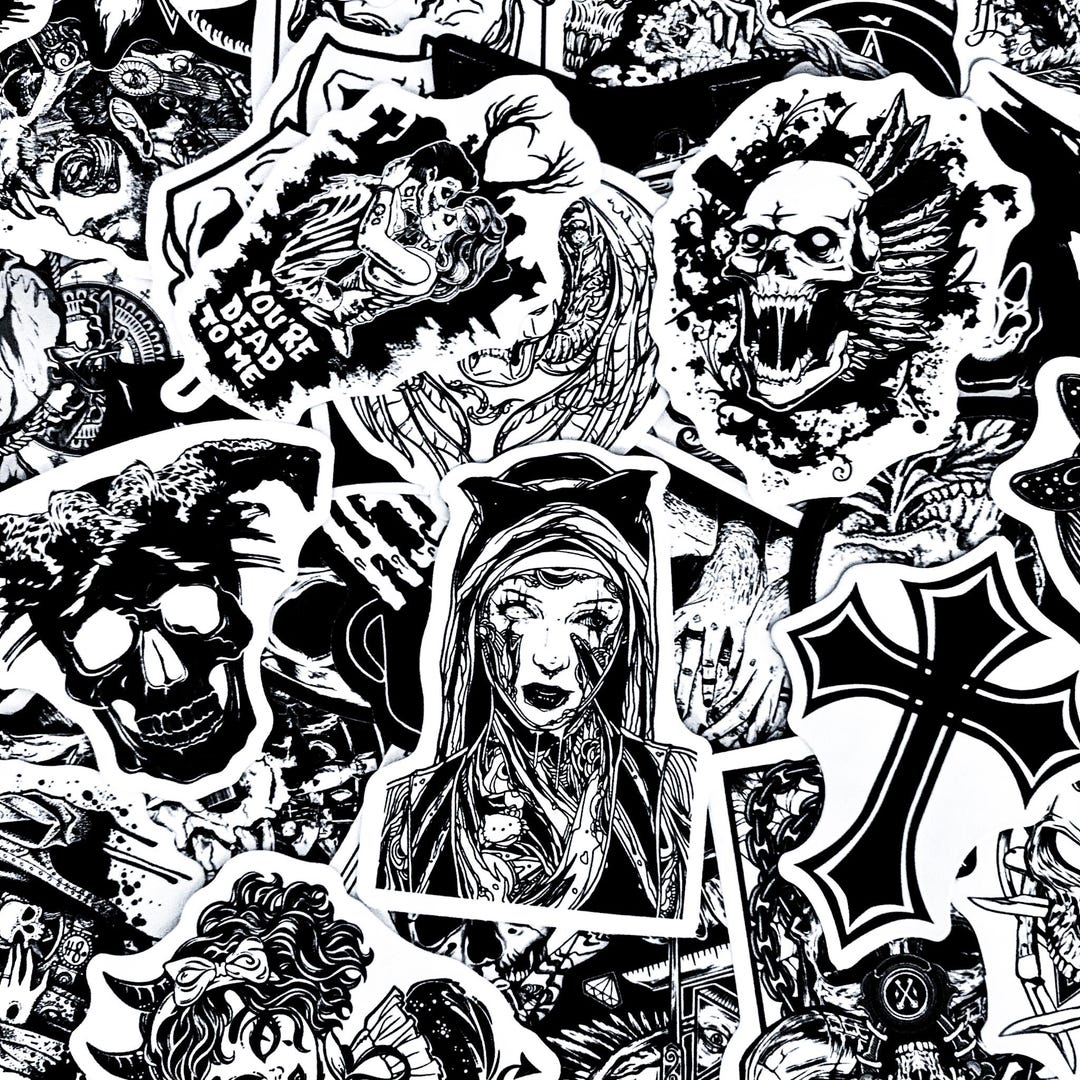 50 Random Gothic Stickers, Skeleton Stickers, Waterproof Stickers ...
