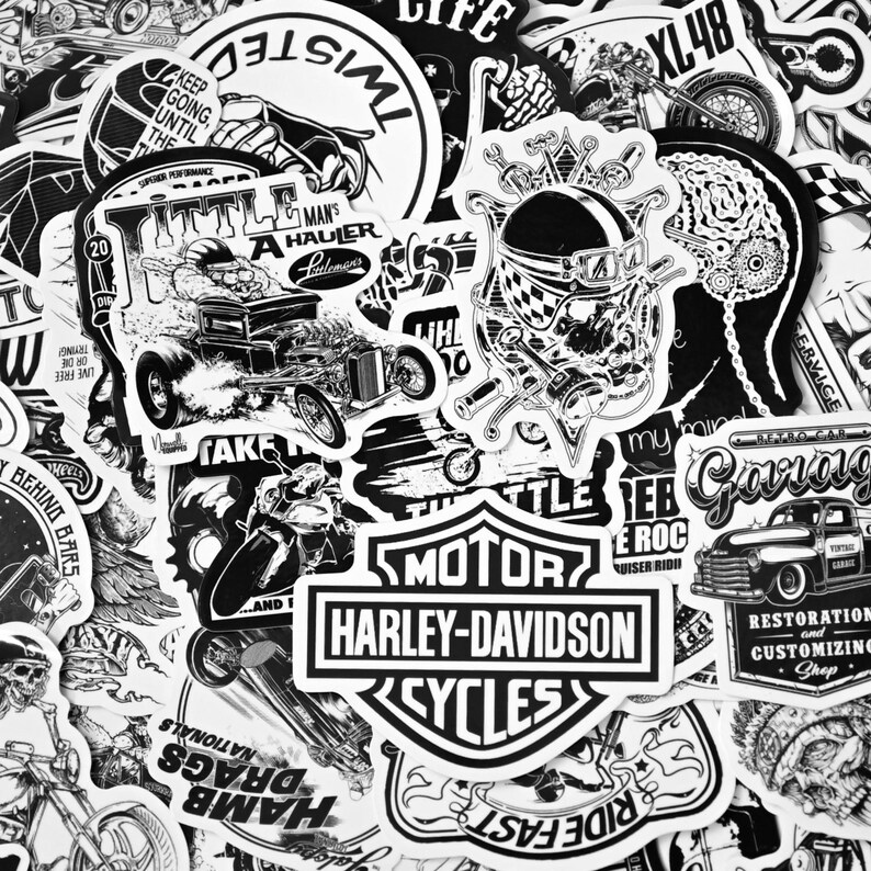 50 Random Harley-davidson Sticker Pack, Skull Rider Stickers, Cool ...