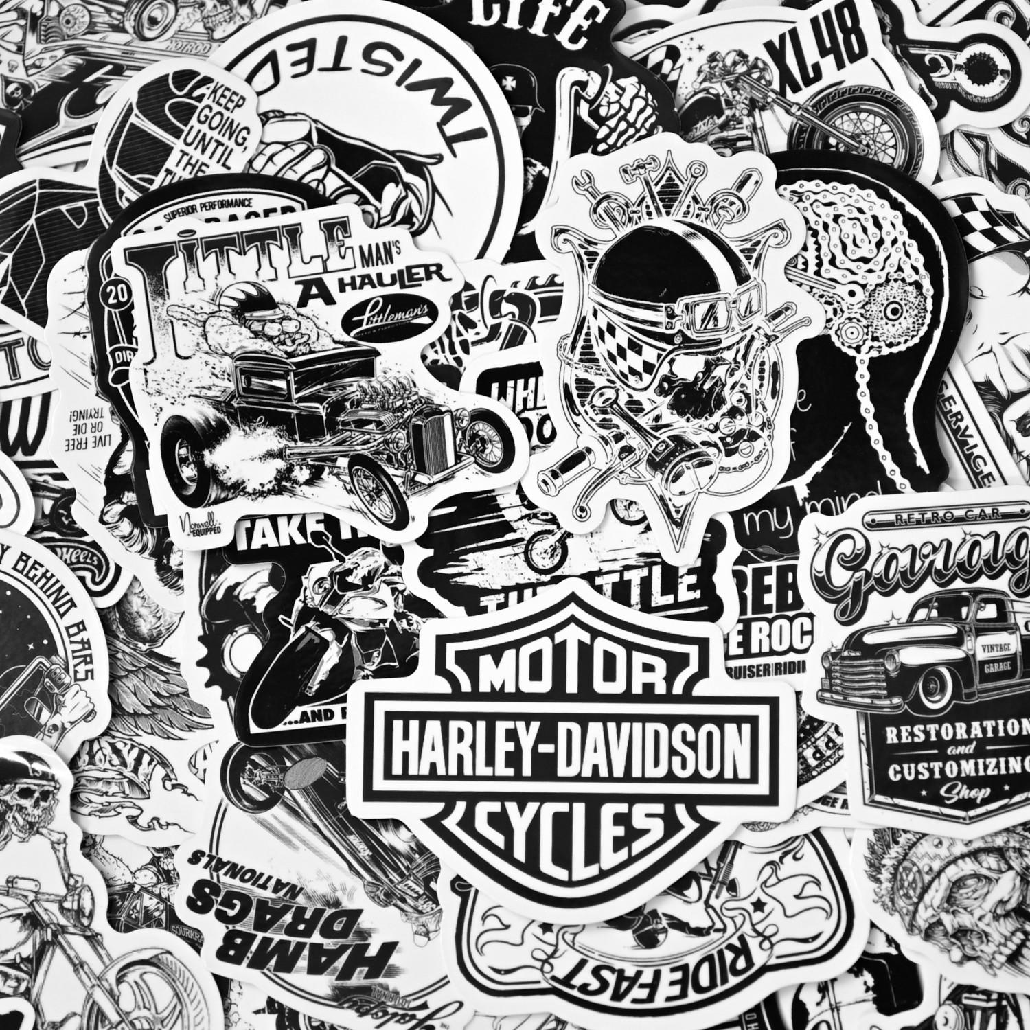 50 Random Harley-davidson Sticker Pack, Skull Rider Stickers, Cool ...
